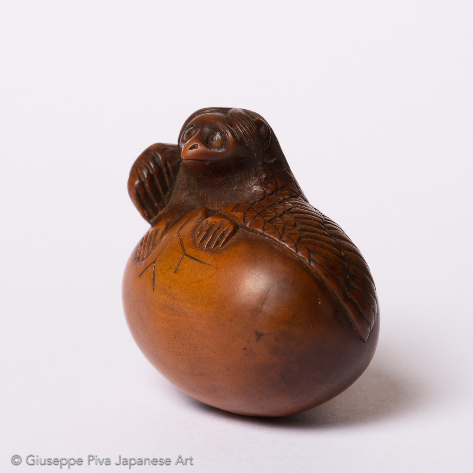 Wood netsuke of a "Tengu no tamago" | GIUSEPPE PIVA - Japanese Art